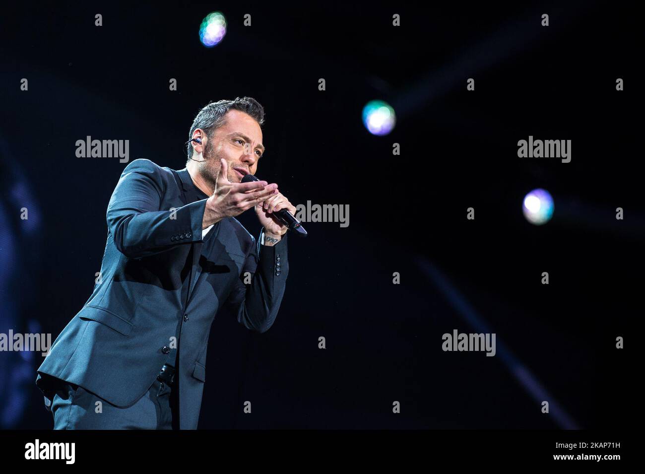 Tiziano Ferro performs live on stage 'Il mestiere della vita Tour' at ...