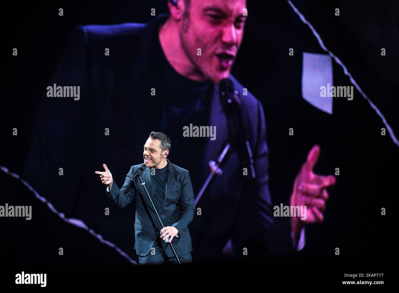 Tiziano Ferro performs live on stage 'Il mestiere della vita Tour' at ...