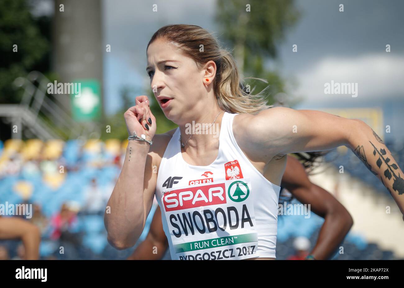 Nineteen year old sprinter Ewa Swoboda is seen taking part in the 100 ...