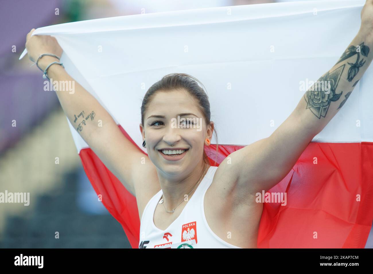 Ewa Swoboda win s the 100 meter womens final on July 14, 2017 at the ...