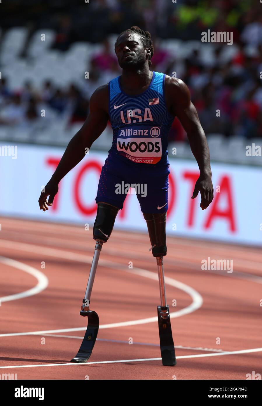 Regas Woods SR (USA)compete in Men's 100m T42 Round 1 Heat 1during IPC ...