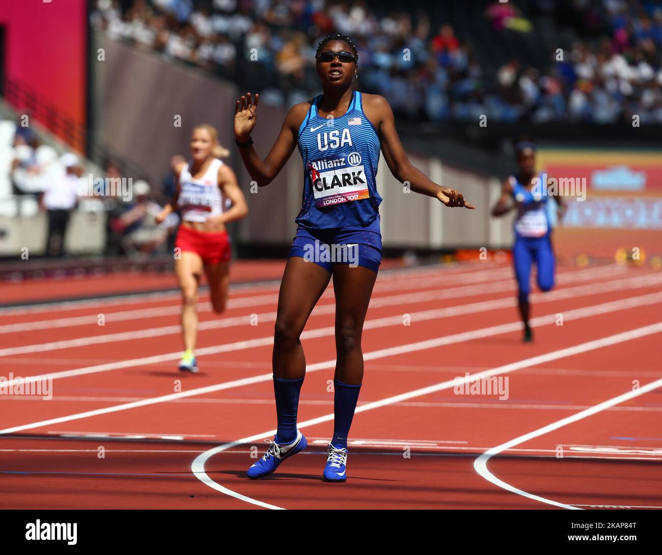 Breanna Clark (USA) compete in Women's 400m T20 Round 1 Heat 1 during ...