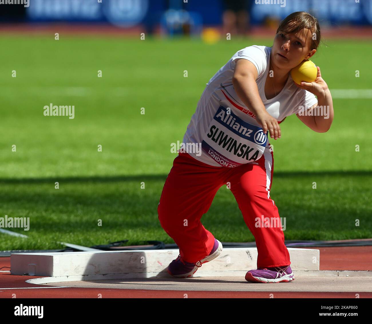 Renata Slwinskai of Poland compete in Women's Shot Put Final during IPC ...