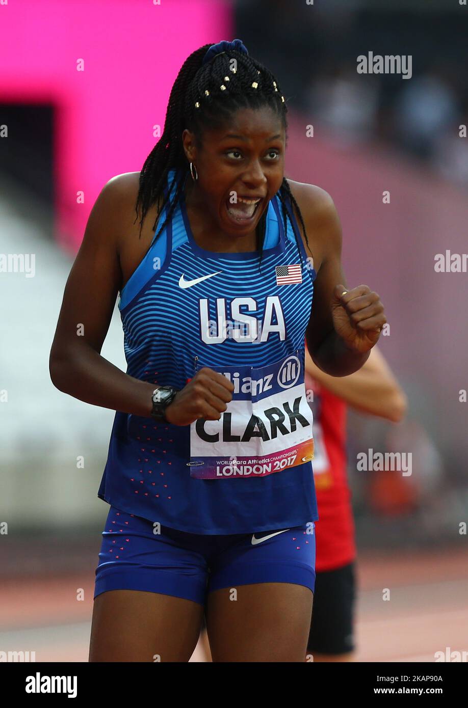 Breanna Clark of USA compete Women's 400m T20 Final during IPC World ...