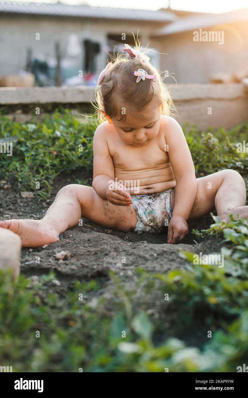 Baby girl learning and enjoying the fresh air, explore sights and ...