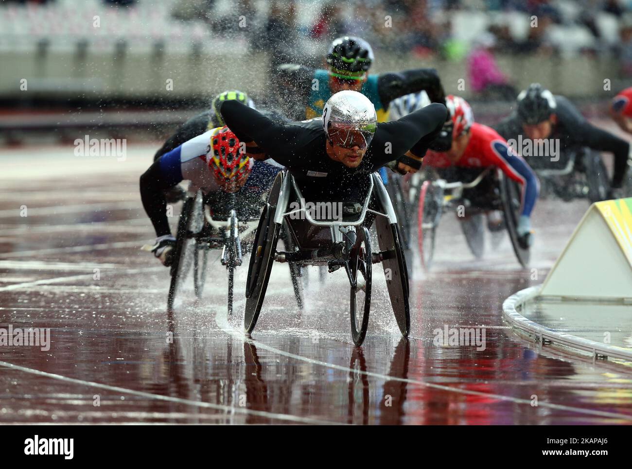 Marcel Hug of Switzerland Men's 5000m T54 Final during World Para ...