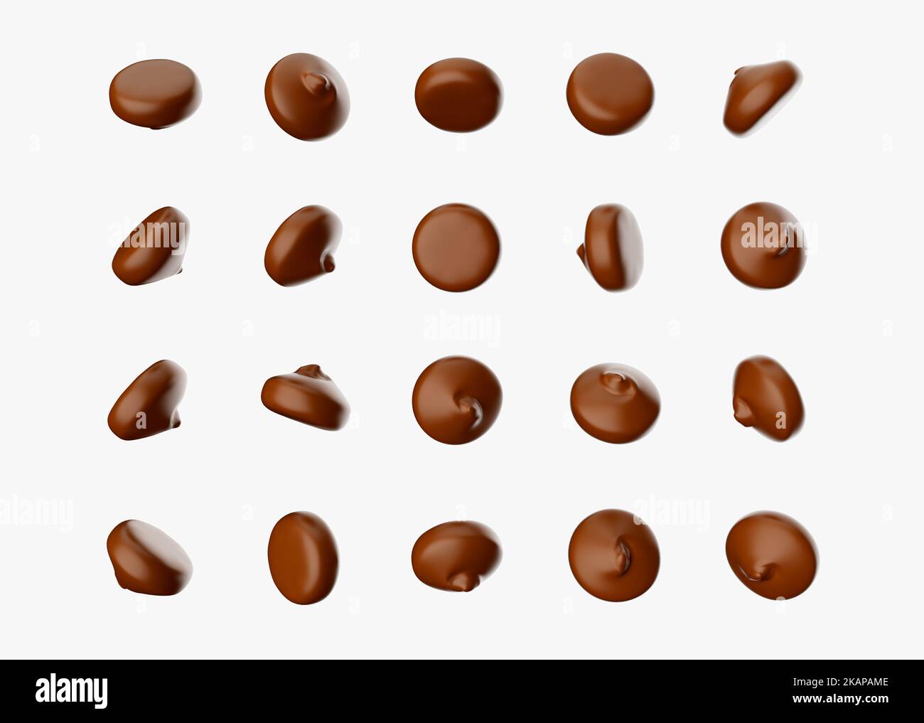 Many chocolate chips on white background 3d illustration Stock Photo ...