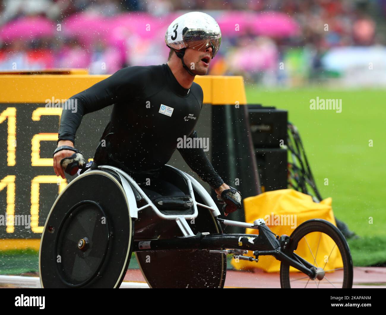 Marcel Hug of Switzerland Men's 5000m T54 Final during World Para ...