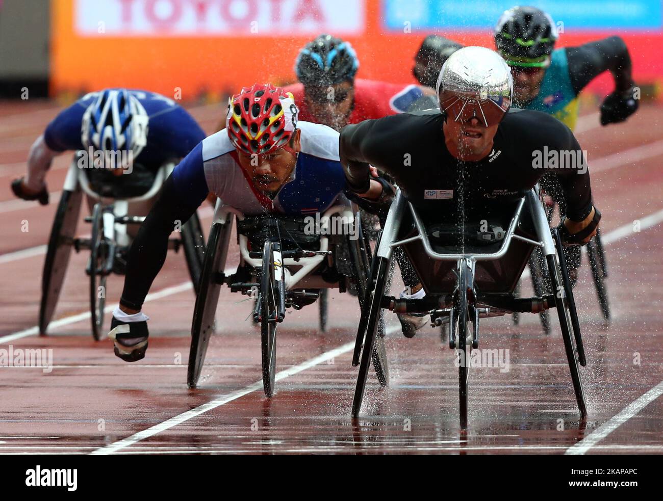 Marcel Hug of Switzerland Men's 5000m T54 Final during World Para ...
