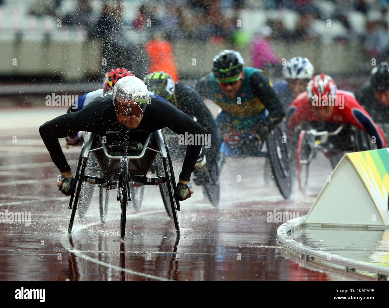 Marcel Hug of Switzerland Men's 5000m T54 Final during World Para ...