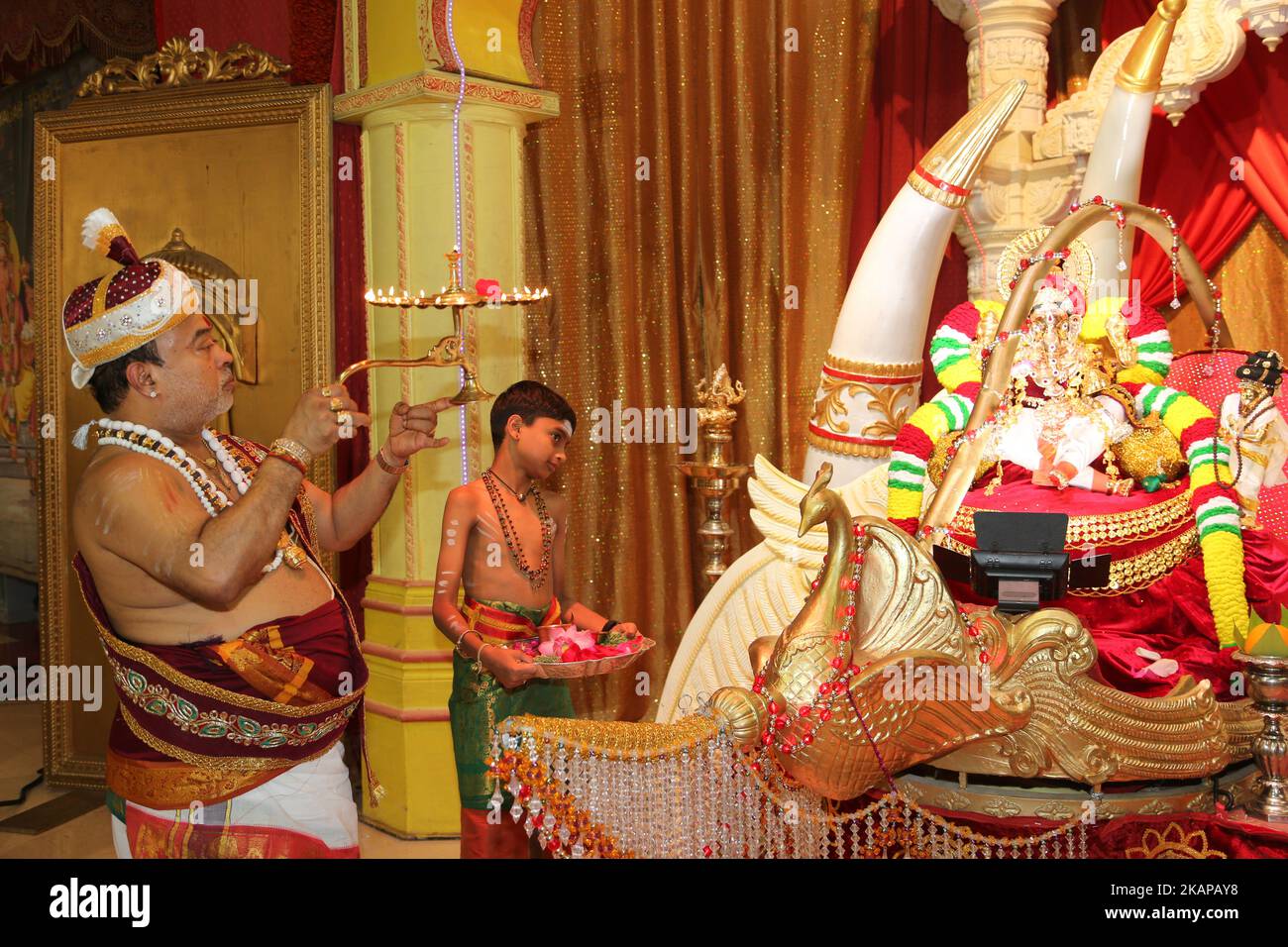 Tamil Hindu priest performs special prayers honouring Lord Ganesh ...