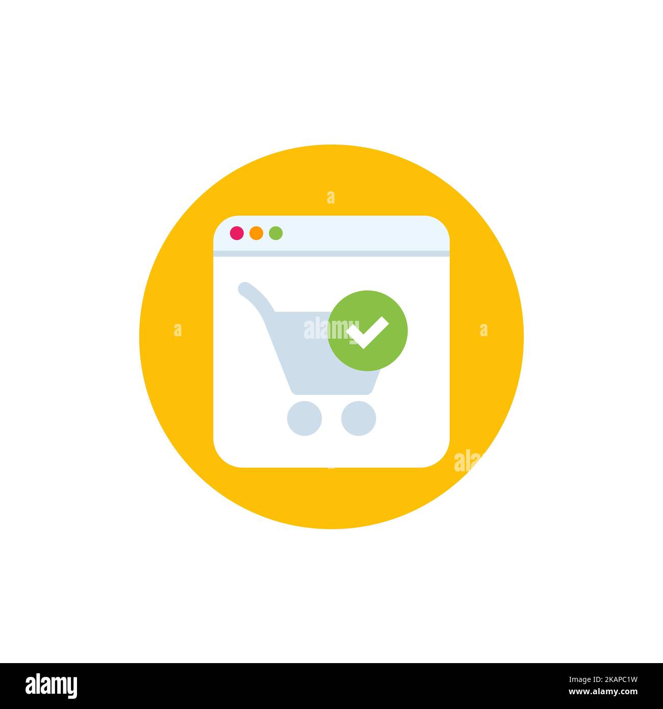 completed order icon with shopping cart, vector Stock Vector Image ...