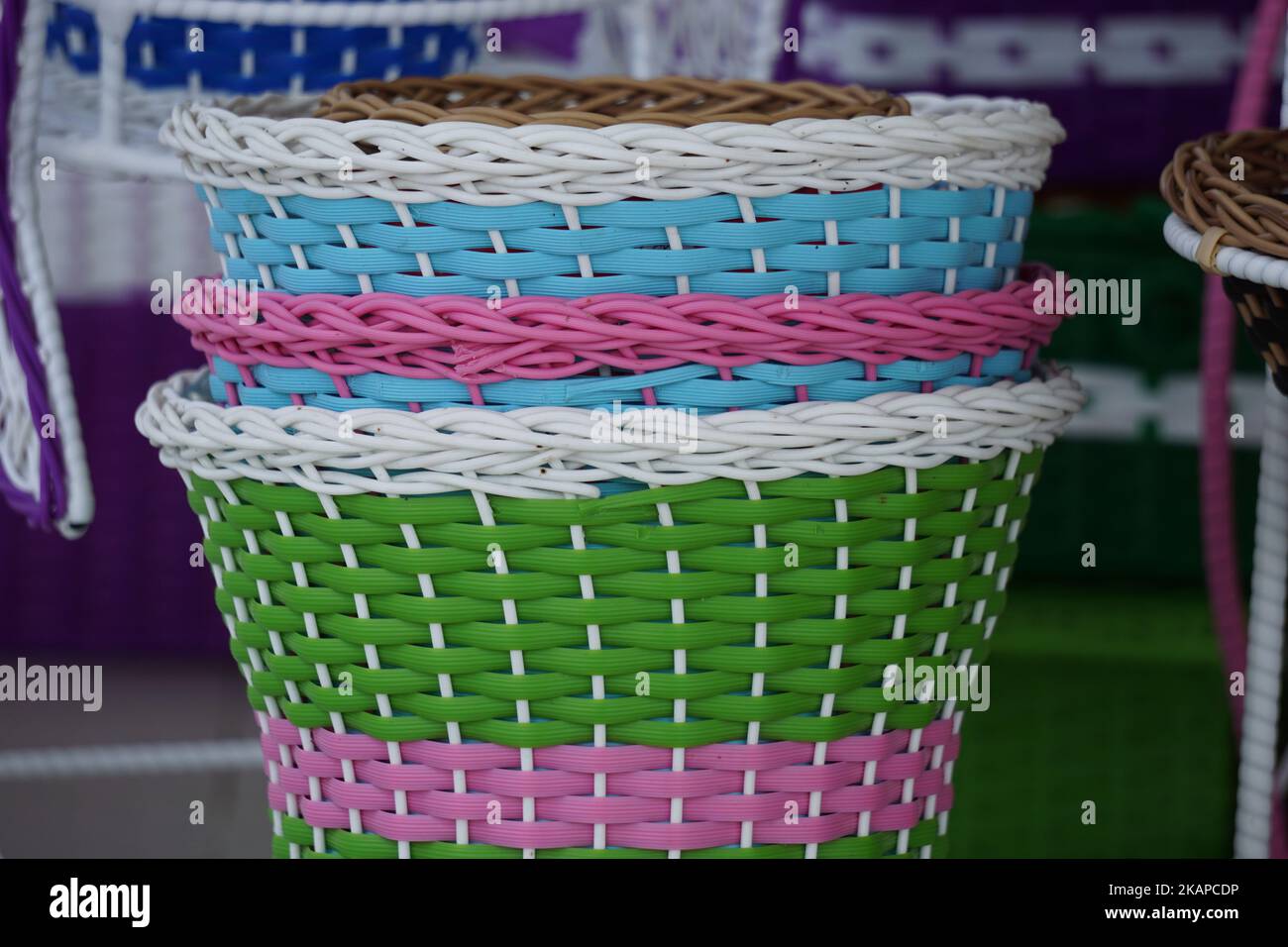 Colorful pot with a natural background Stock Photo - Alamy