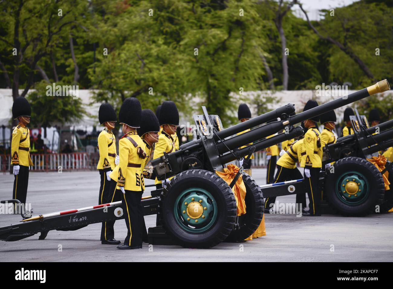 Thai royal guards salute during the celebrations of the 65th birthday ...