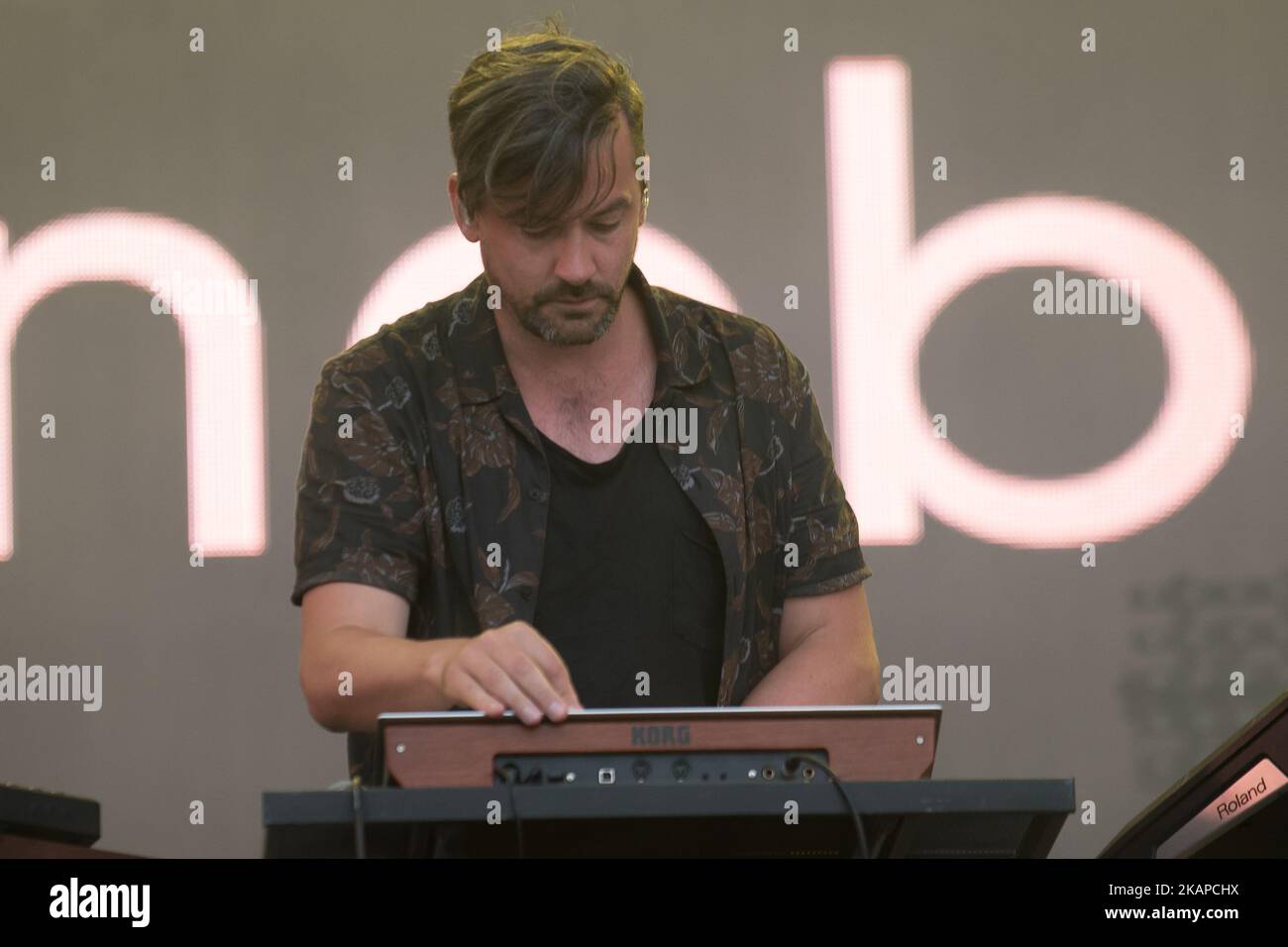 British musician Simon Green, known as Bonobo, performs live on stage ...
