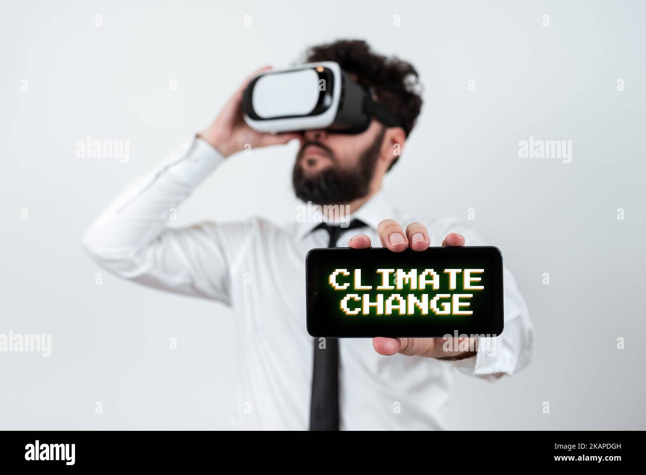 Text sign showing Climate Change. Business showcase Programs used in ...