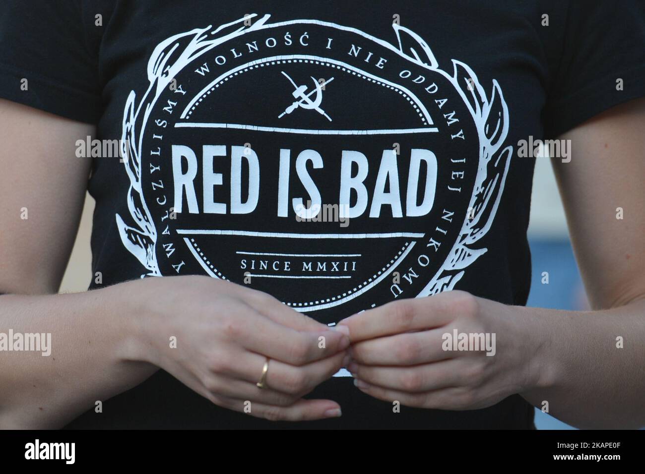 A protestor with 'Red Is Bad' t-shirts during Saturday's afternoon ...