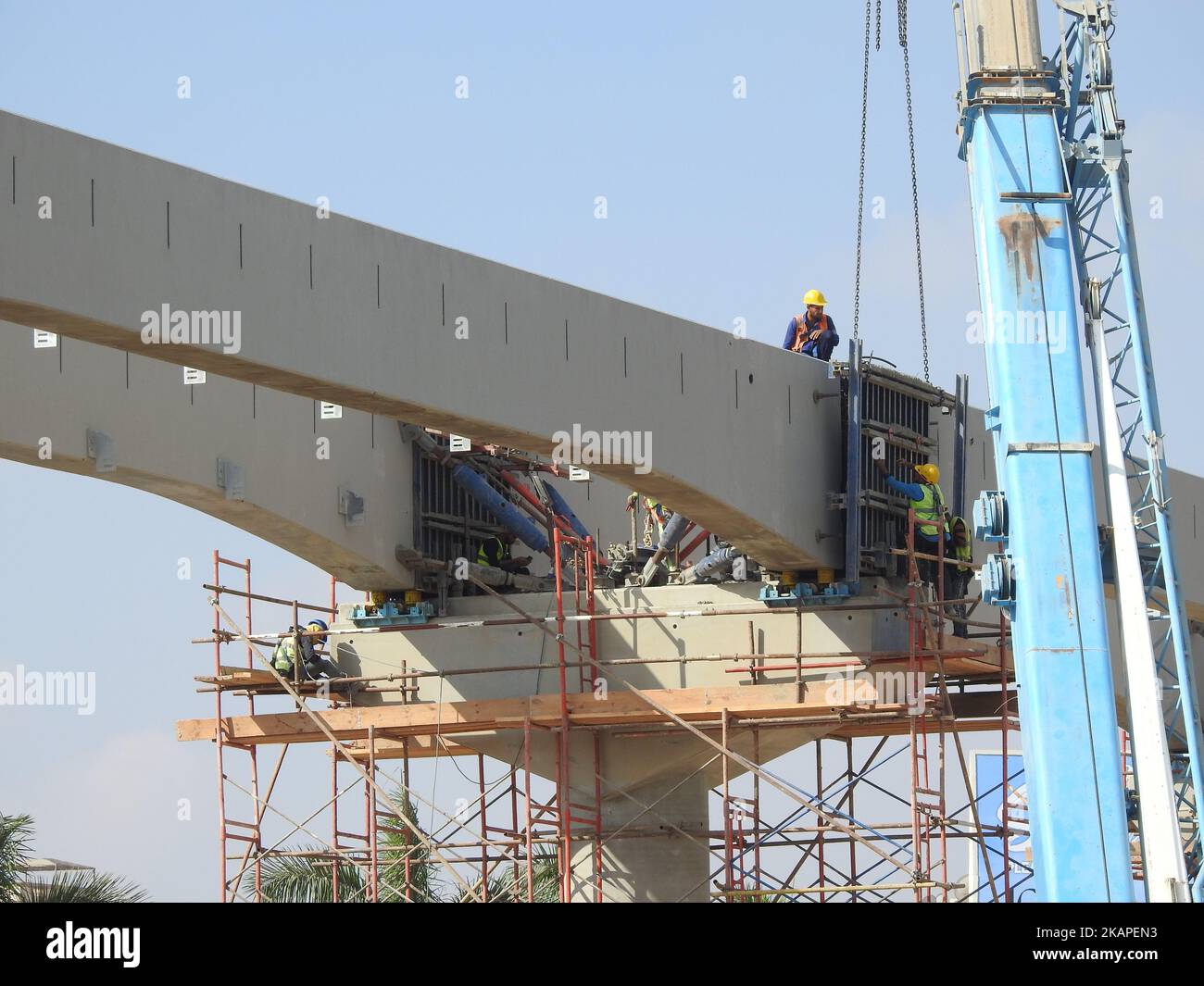Cairo, Egypt, October 14 2022: Construction site of new Cairo monorail ...