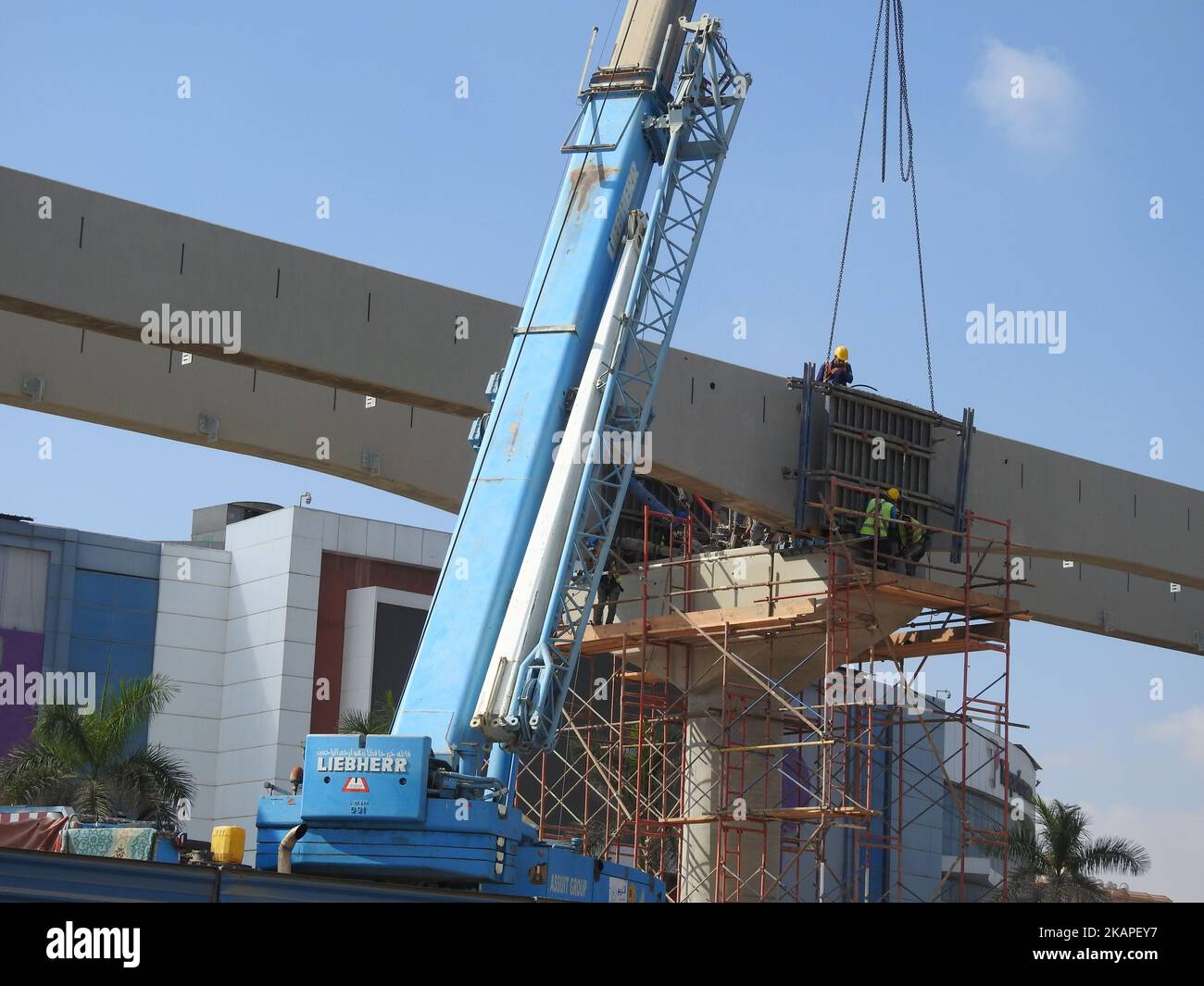 Cairo, Egypt, October 14 2022: Construction site of new Cairo monorail ...