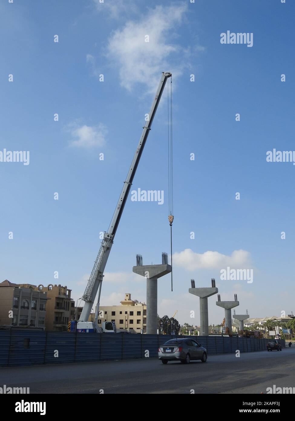 Cairo, Egypt, October 14 2022: Construction site of Cairo monorail ... Cairo, Egypt, October 14 2022: Construction site of Cairo monorail ...