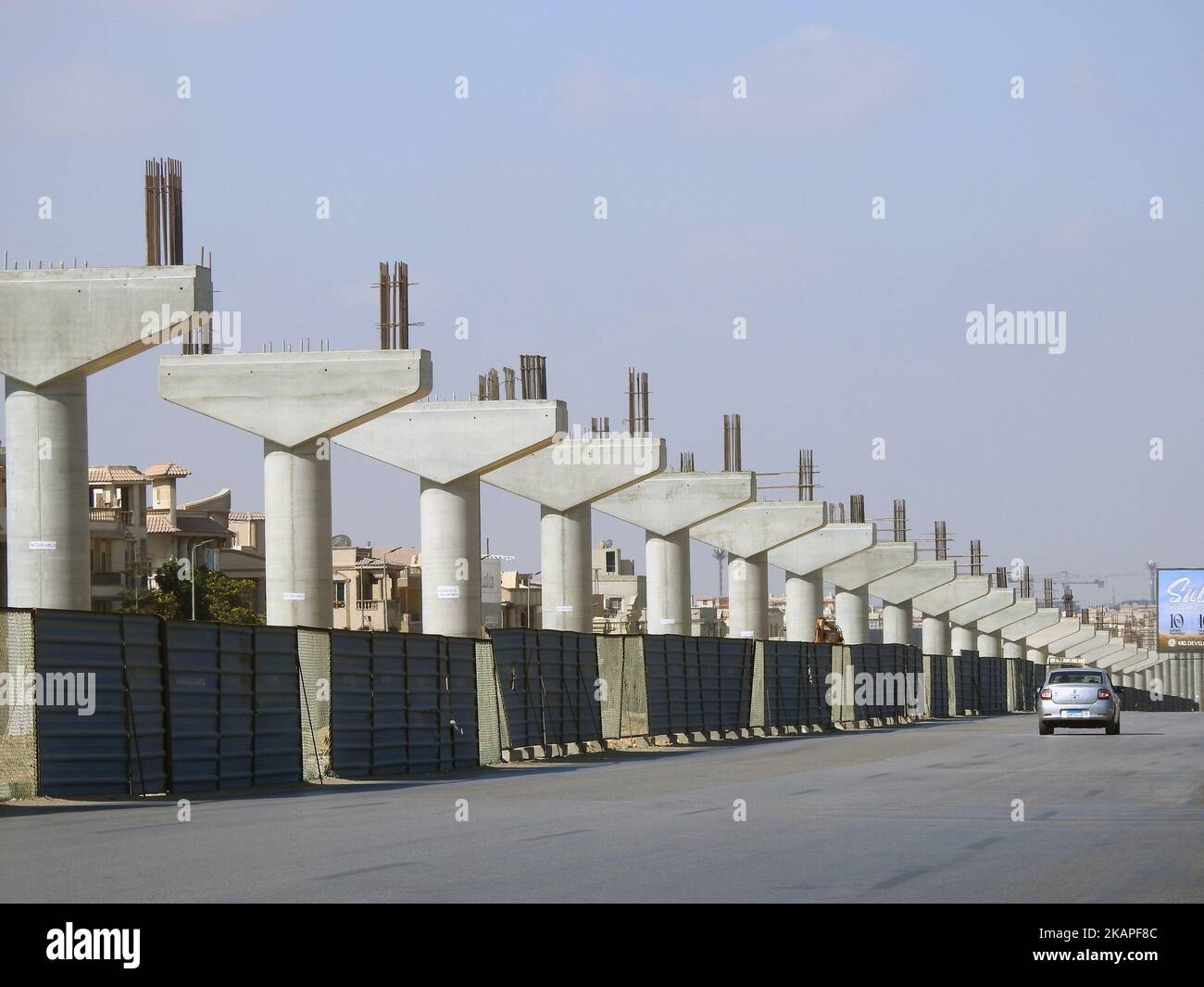 Cairo, Egypt, October 14 2022: Construction site of new Cairo monorail ...