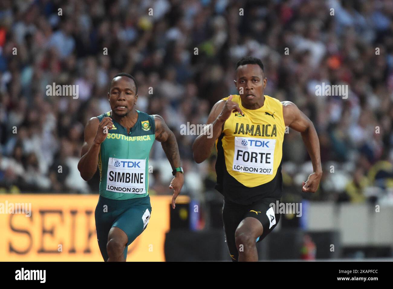 Julian FORTE, Jamaica, during 100 meter first round at London Stadium ...