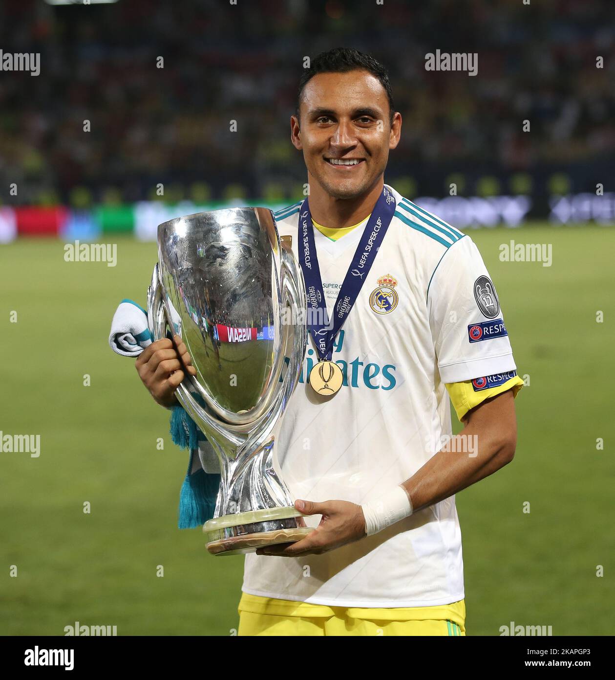 Real Madrid's Costa Rican goalkeeper Keylor Navas poses for a picture ...