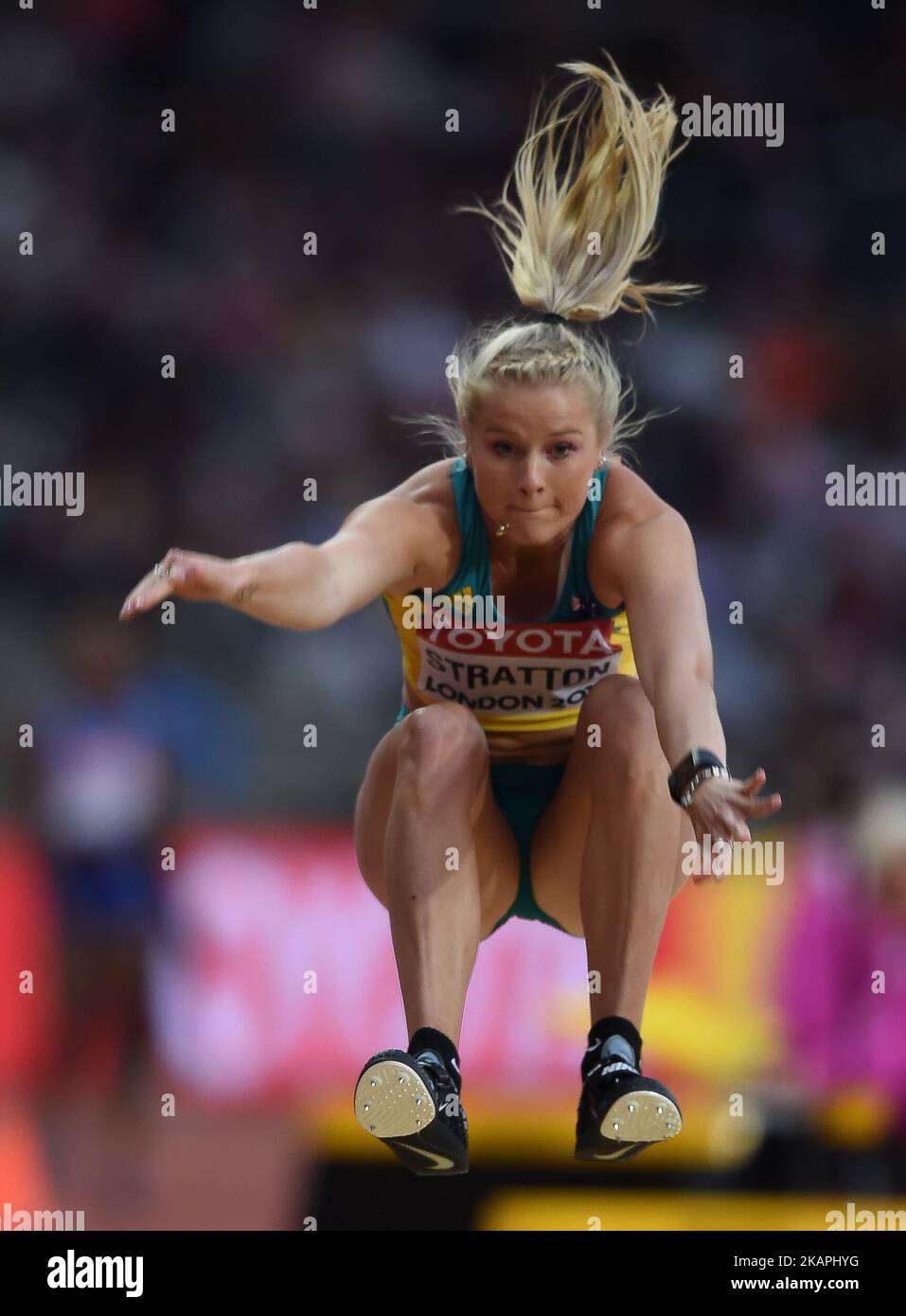 Brooke Strattonof Australia jumps in the long jump final at the 2017 ...