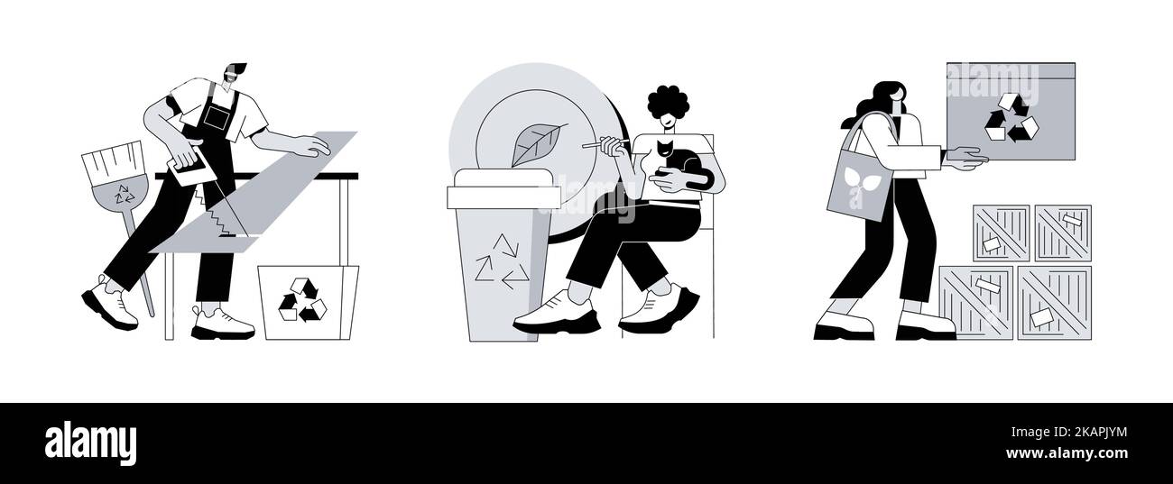 Sustainable materials abstract concept vector illustration set. Waste ...