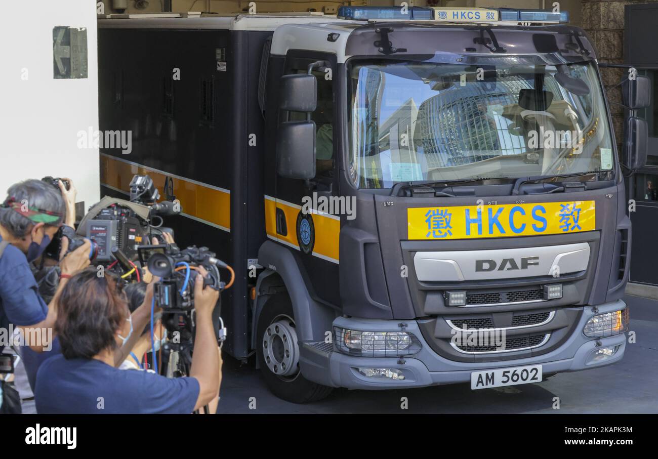 Media tycoon Jimmy Lai Chee-ying leaves by a Correctional Services ...