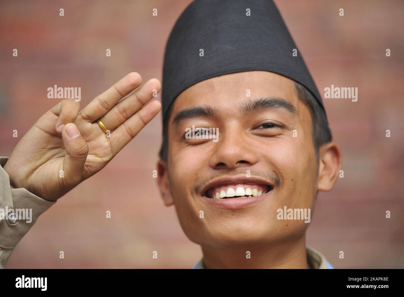 A Nepalese Scout salute as President of Nepal, Bidhya Devi Bhandari ...