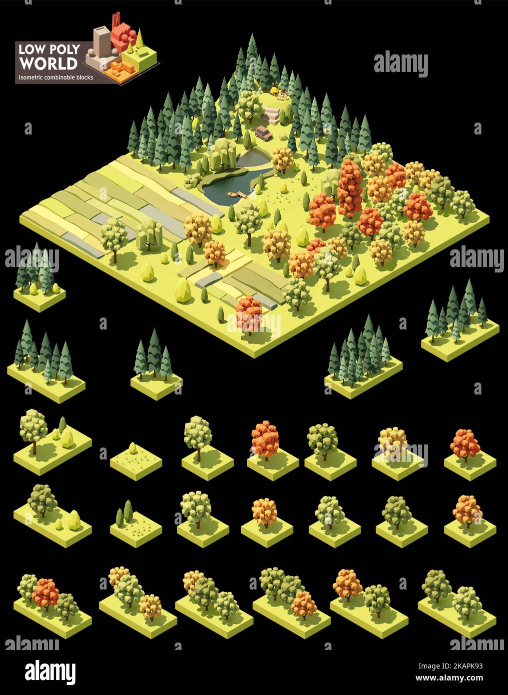 Vector isometric world map creation set. Combinable map elements ... Vector isometric world map creation set. Combinable map elements ...