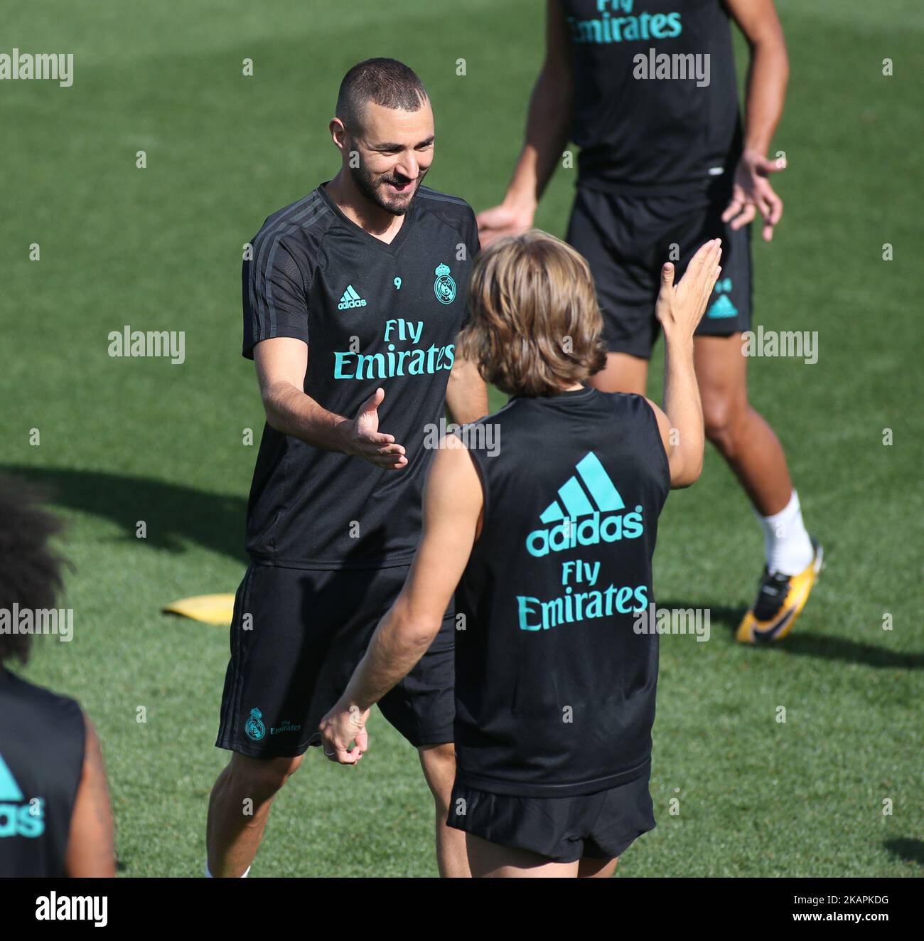 Karim Benzema and Luka Modric of Real Madrid during the last training ...