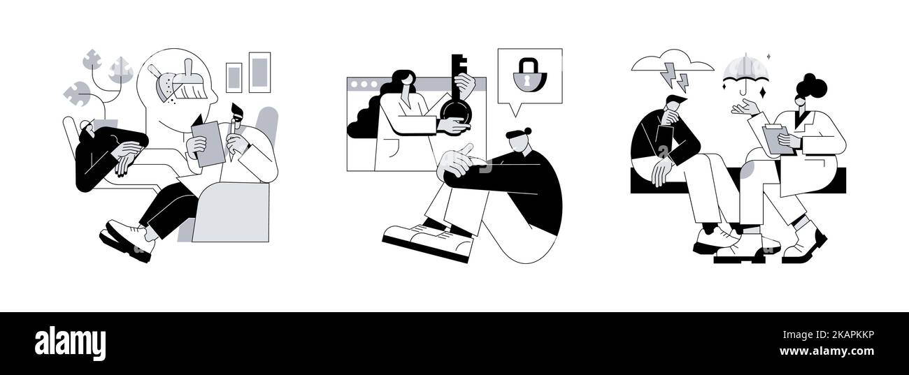 Mental health abstract concept vector illustration set. Psychotherapy ...