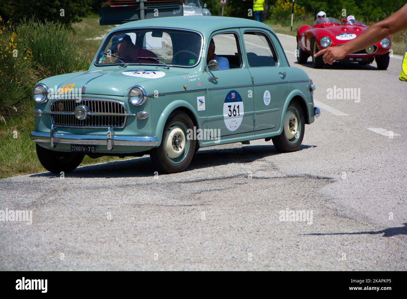 FIAT 1100 103 BERLINA 1956 on an old racing car in rally Mille Miglia ...