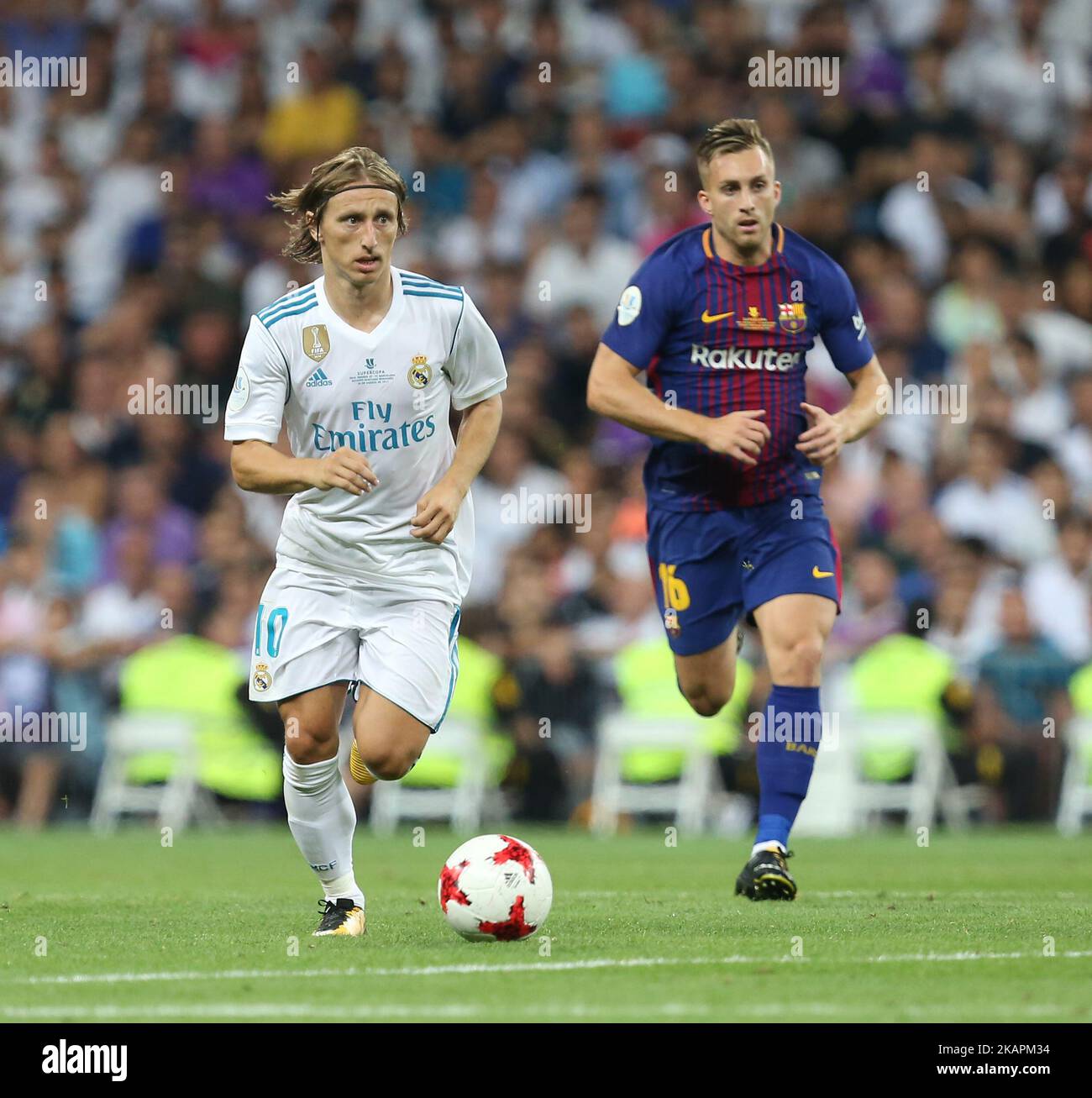 Luka Modric of Real Madrid in action during the Supercopa de Espana ...