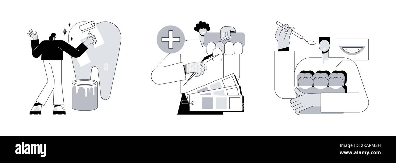 Dental service abstract concept vector illustration set. Cosmetic ...