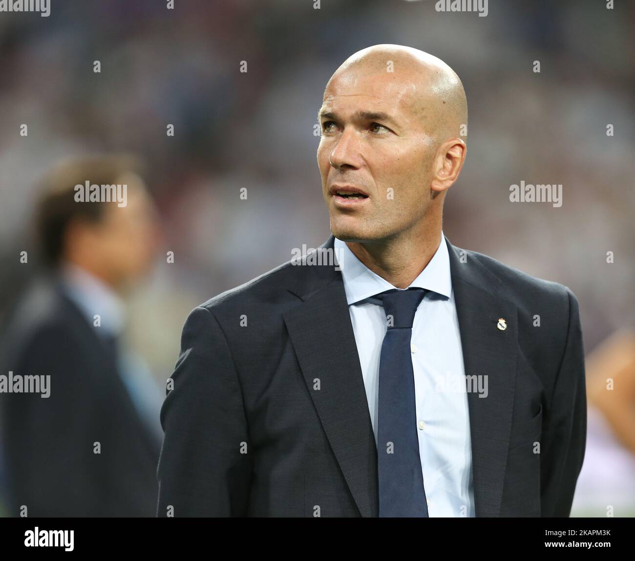 Real Madrid CF manager Zinedine Zidane looks on before the start of the ...