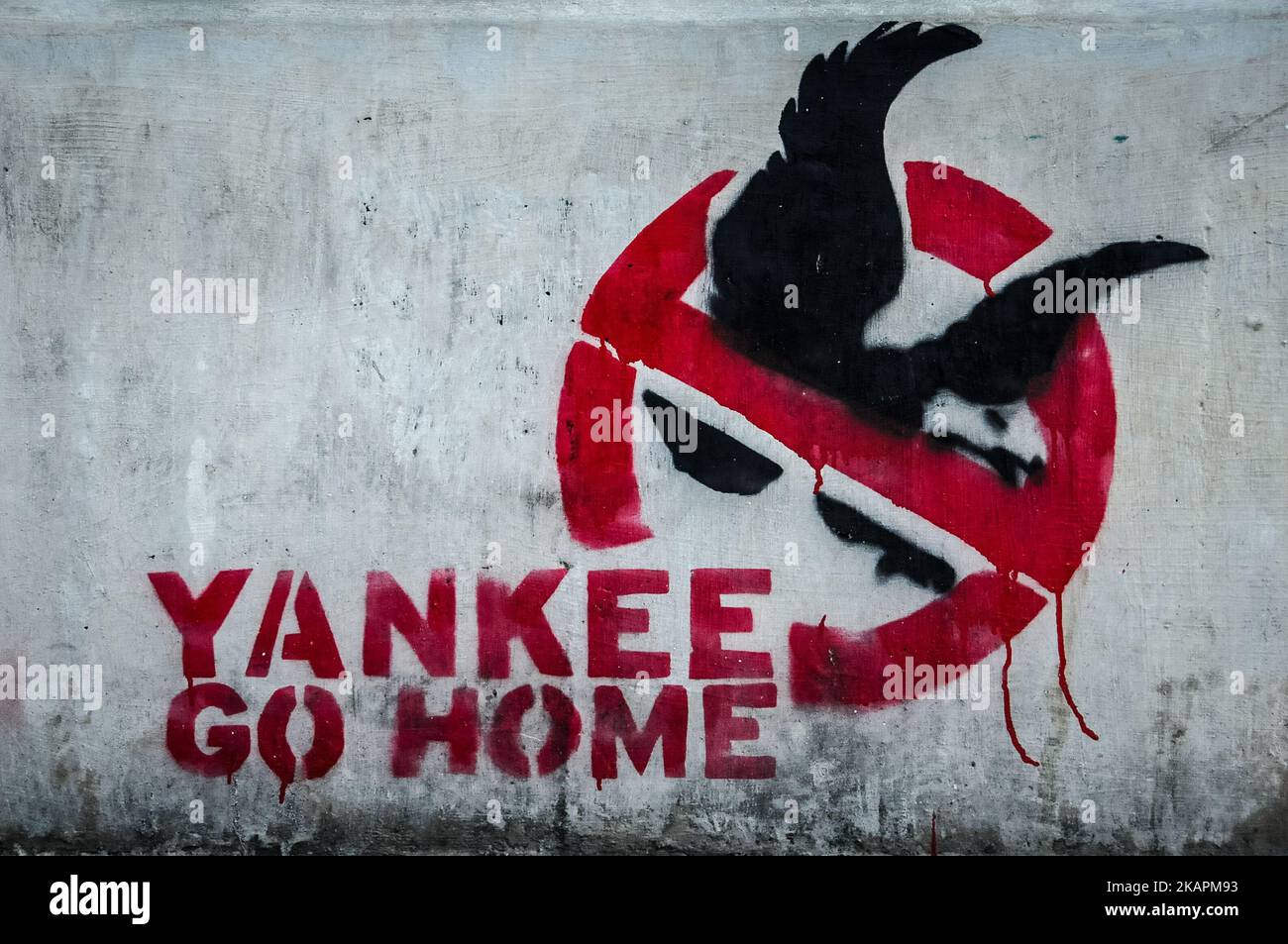 Anti-American graffiti in the streets of Caracas, Venezuela, where the ...