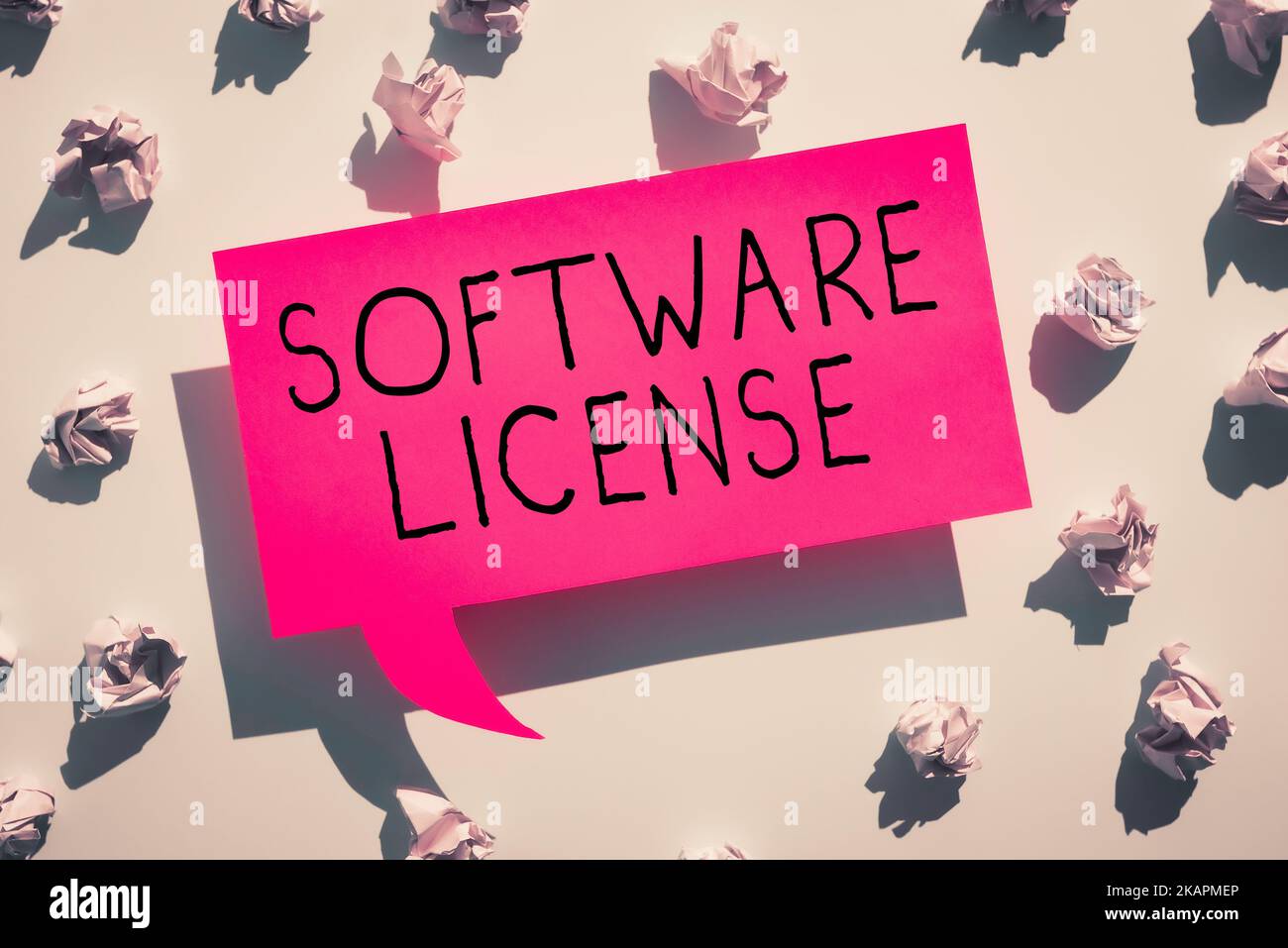 Sign displaying Software License. Business overview delivery of a ...