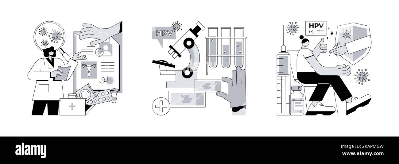 HPV infection abstract concept vector illustration set. Human ...