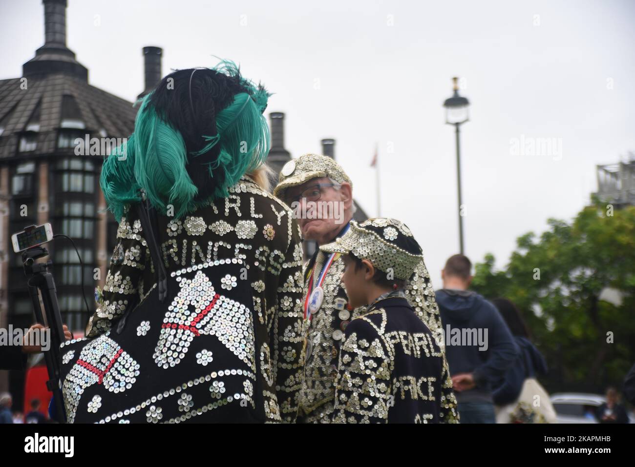 Pearly King, Queen and Prince are gathered at Parliament Square to hear ...