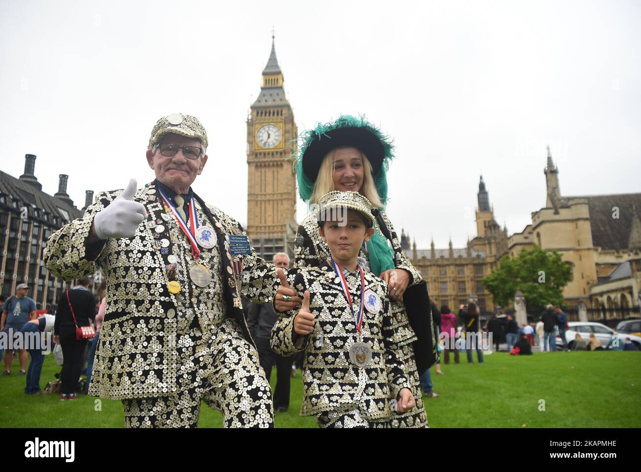 Pearly King, Queen and Prince are gathered at Parliament Square to hear ...