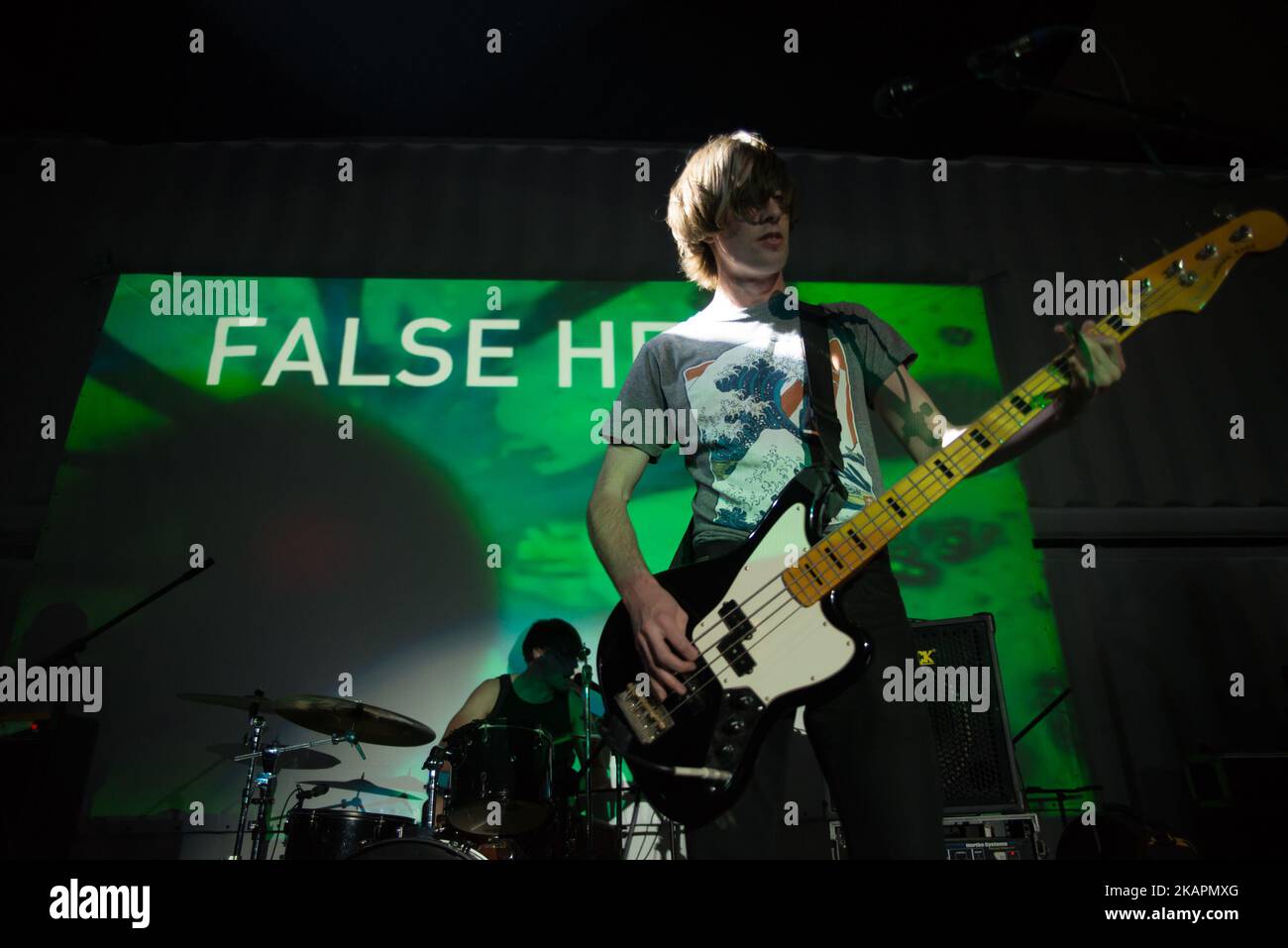 British indie rock band False Heads perform on stage at Lost River ...