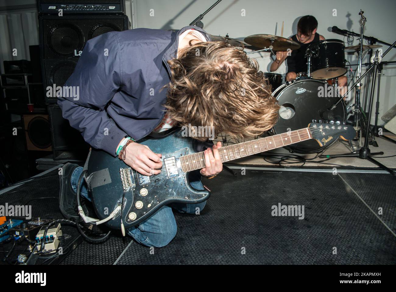 British indie rock band False Heads perform on stage at Lost River ...