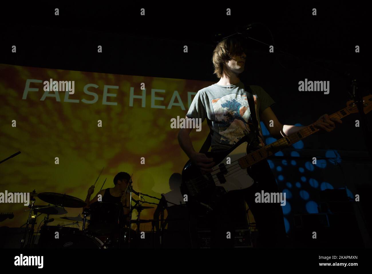 British indie rock band False Heads perform on stage at Lost River ...