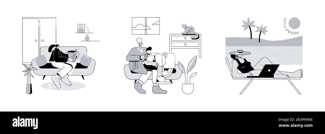 Mindful lifestyle abstract concept vector illustration set. Simple ...