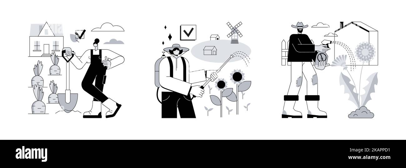 Garden protection abstract concept vector illustration set. Cultivating ...