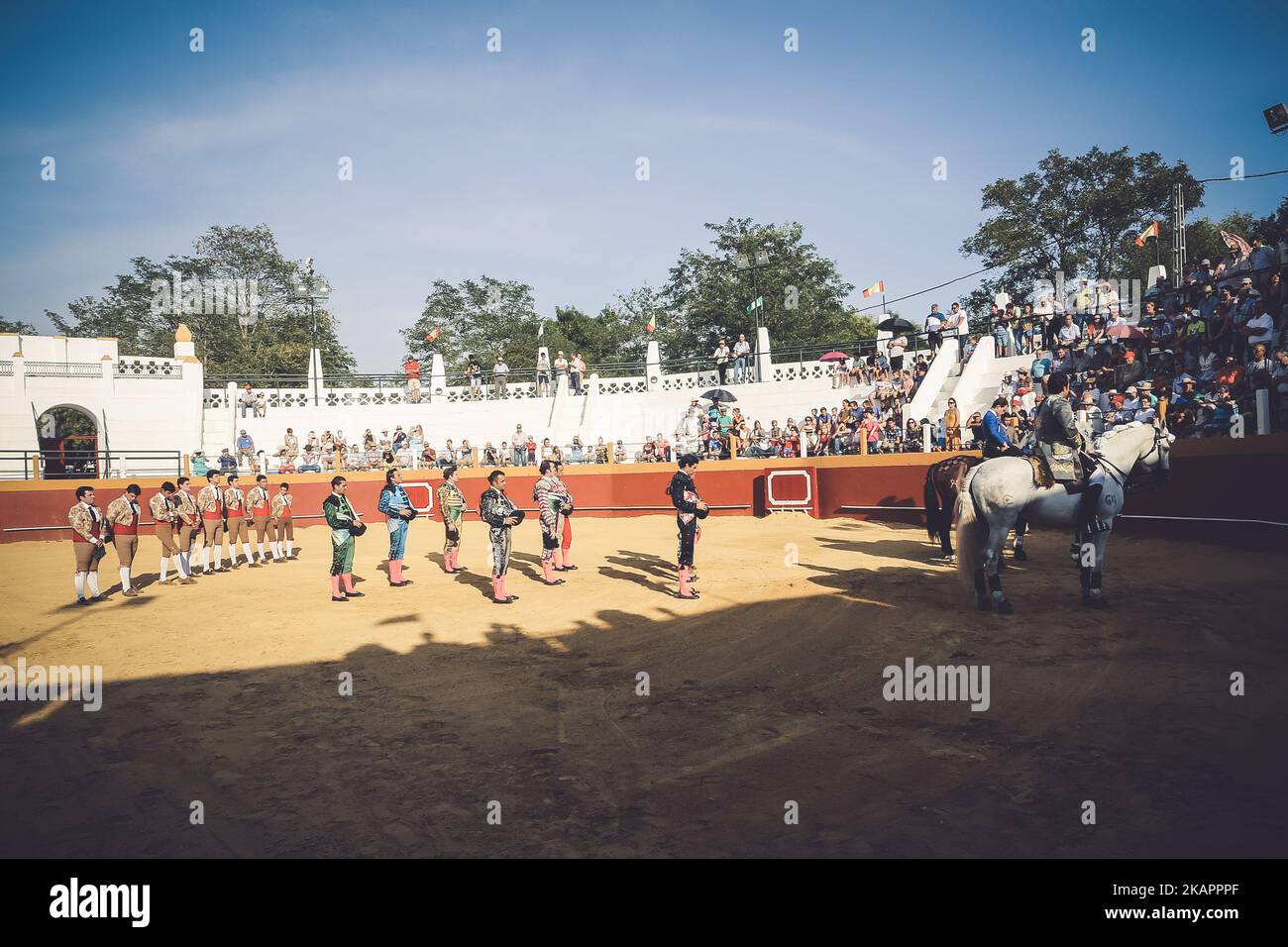 Banderilleros in the temptation of the bulls in Cazalla de la Sierra ...