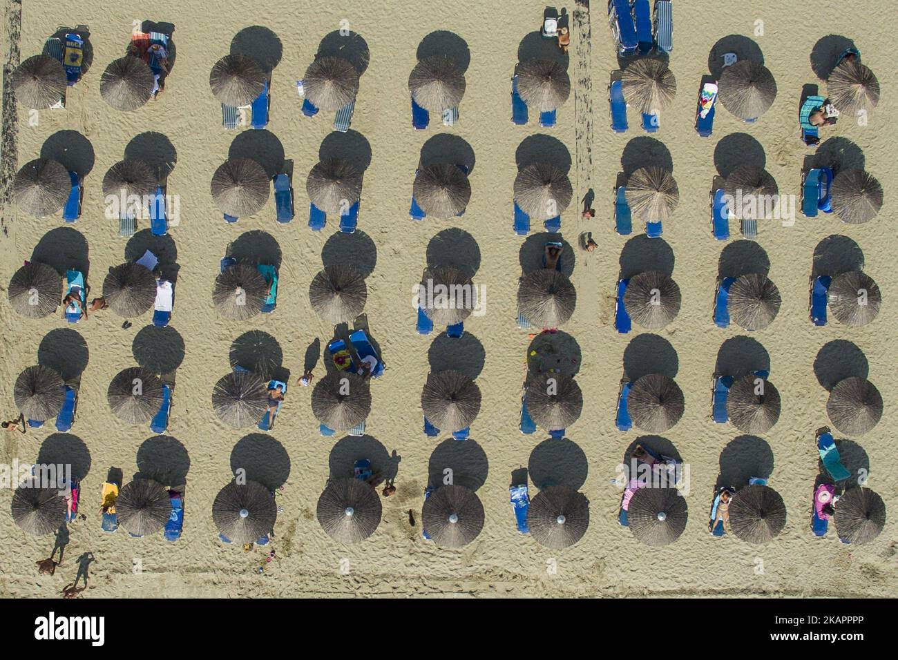 Drone images of Korinos Beach in Katerini, in Northern Greece on 25 ...